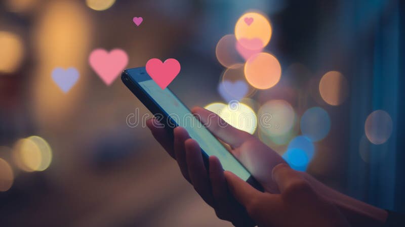 Hand Hold Smartphone Play Social Media with Communication Icon. Stock ...