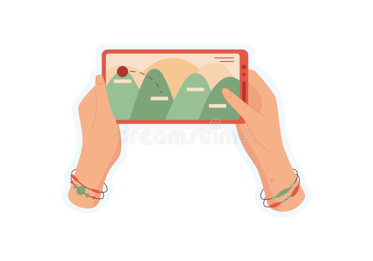 Sticker of Hand Holding Phone Stock Vector - Illustration of woman ...