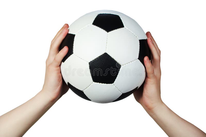 Hand hold soccer ball stock photo. Image of playe, isolated - 805420