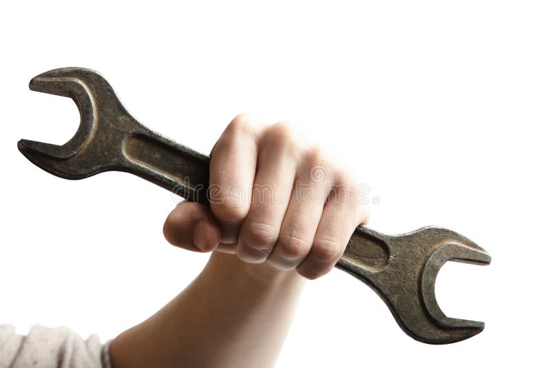 Big Spanner In Woman S Hand Stock Image - Image of manual, hand: 16154931