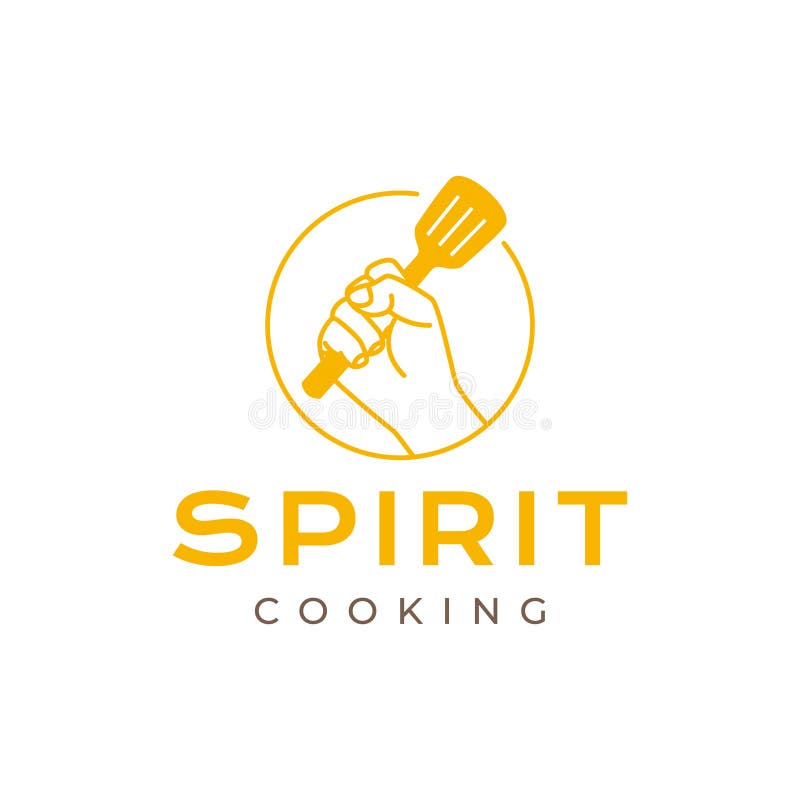 Hand Hold Spatula Chef Cooking Master Circle Line Minimal Logo Design ...