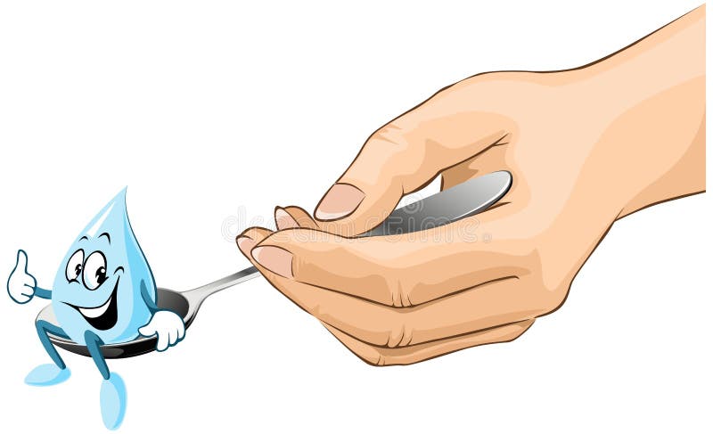 Hand Hold Spoon with Drop of Syrup Cartoon Stock Vector - Illustration ...