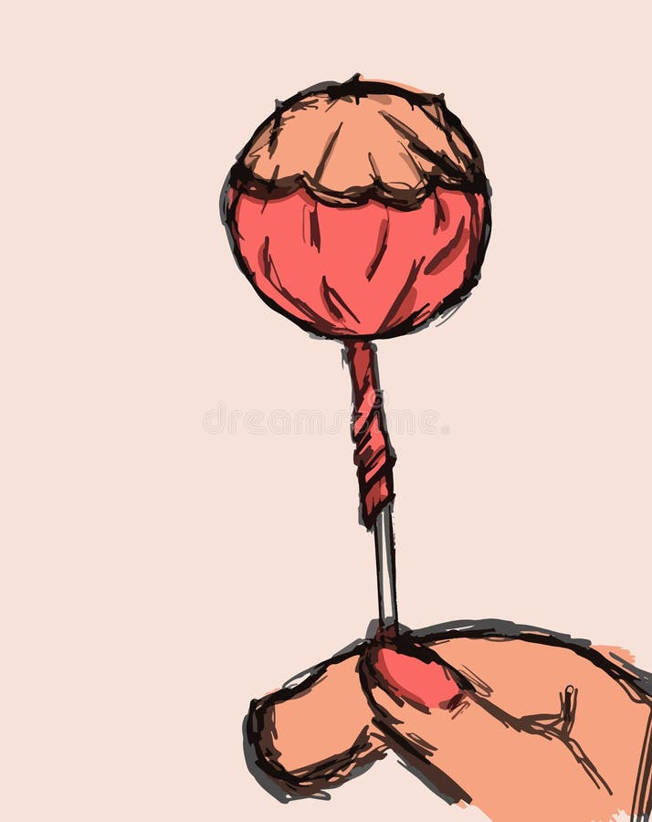 Hand Hold Sweet on a Stick in Doodle Style Stock Vector - Illustration ...