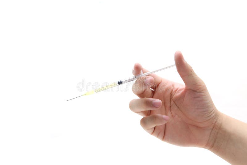 Hand hold syringe stock image. Image of gloves, examination - 19473405