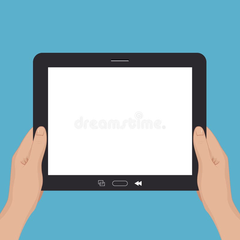 Hand Hold Tablet on Blank Screen Cartoon Vector Illustration Stock ...
