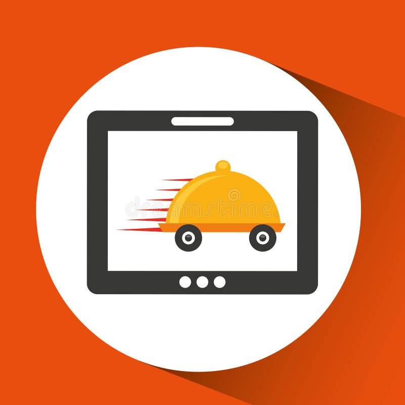 Hand Hold Tablet Delivery Food Stock Vector - Illustration of digital ...