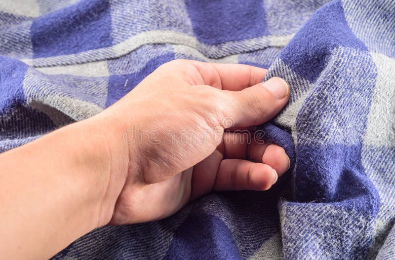 Hand hold textile stock image. Image of checked, vintage - 158164733