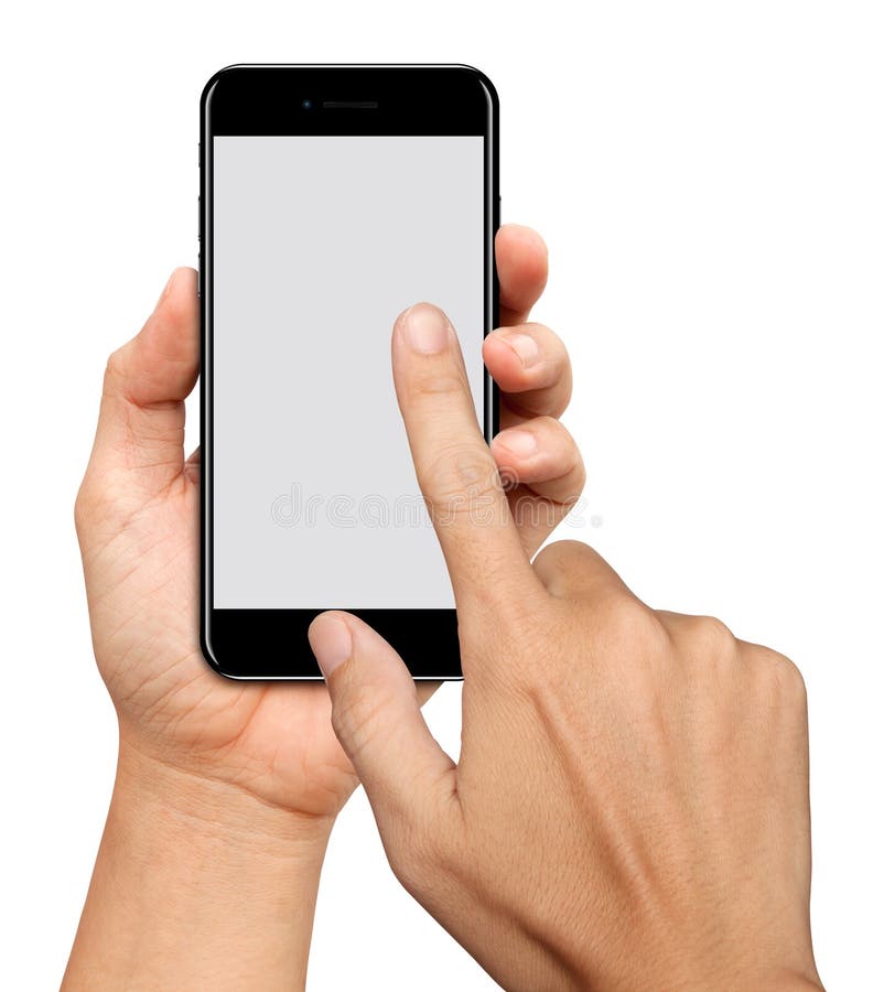 Hand Hold and Touch on Curve Screen Smartphone on White Stock Photo ...