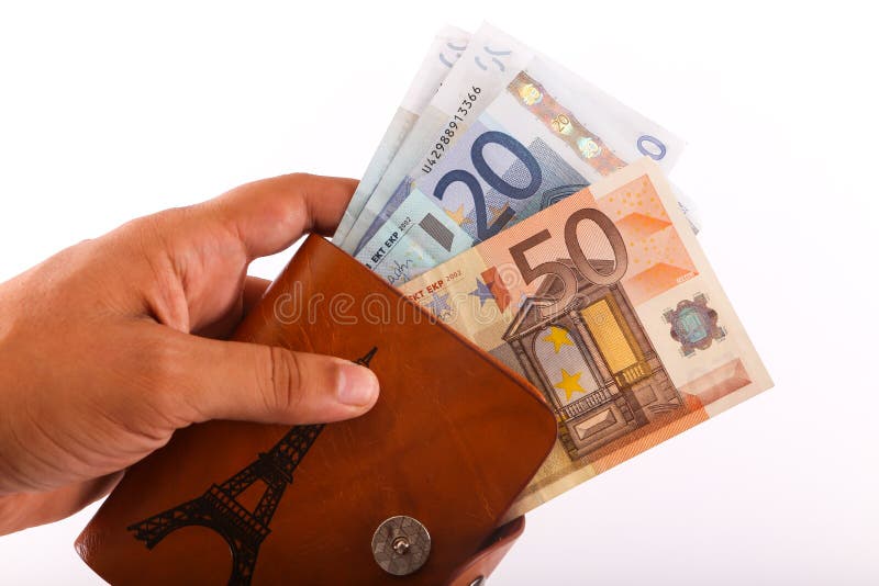 Hand hold wallet of Euros stock photo. Image of payment - 45010300