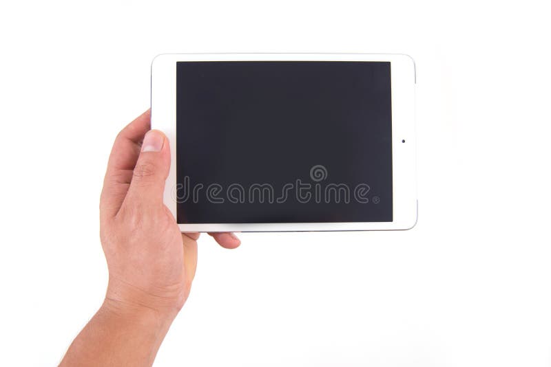 Hand hold white tablet stock image. Image of screen, digital - 53147217