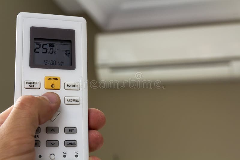 Hand Holdind Control Switch of Home Air Conditioner Stock Image - Image ...