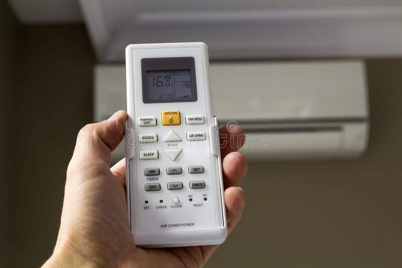 Hand Holdind Control Switch of Home Air Conditioner Stock Image - Image ...