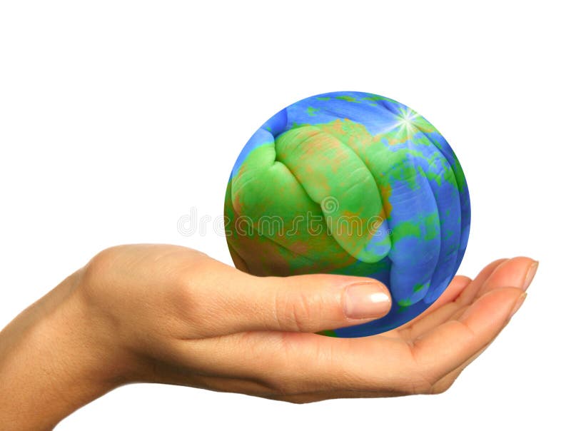 Hand Holding a 3D Globe Landscape Planet Earth Stock Image - Image of ...