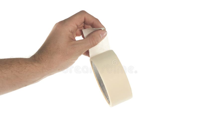 Hand holding adhesive tape stock image. Image of hand - 47582007