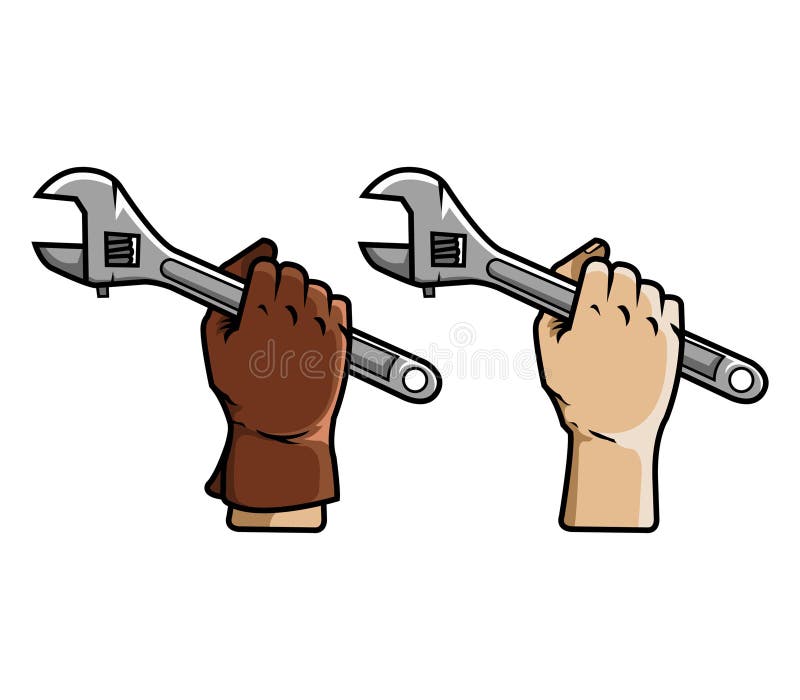 Hand Holding Adjustable Wrench Stock Vector - Illustration of mechanic ...