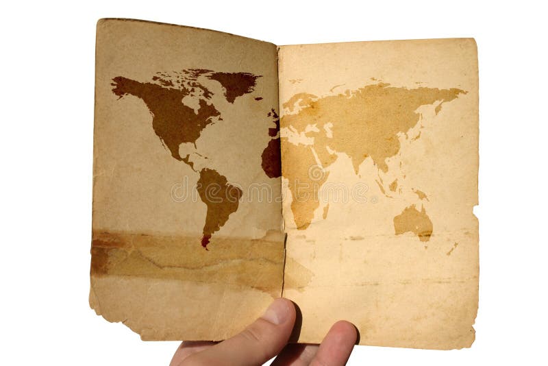 Hand Holding Aged World Map Stock Photo - Image of page, hand: 1767306
