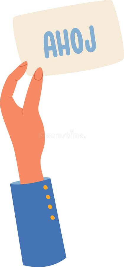 Hand Holding Ahoj Banner stock vector. Illustration of text - 319167285