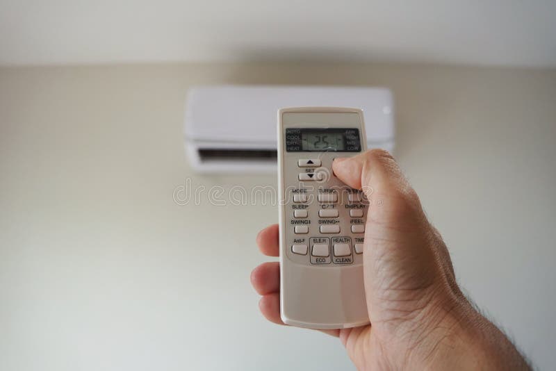 Old Air Conditioner Control Panel on White Wall. Old Generation Air ...
