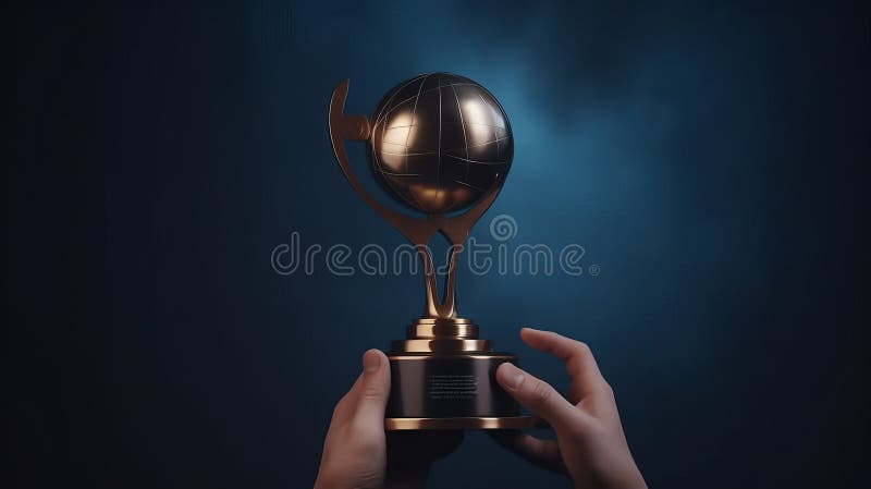 Hand Holding Amazing Trophy Generative AI Stock Photo - Image of team ...