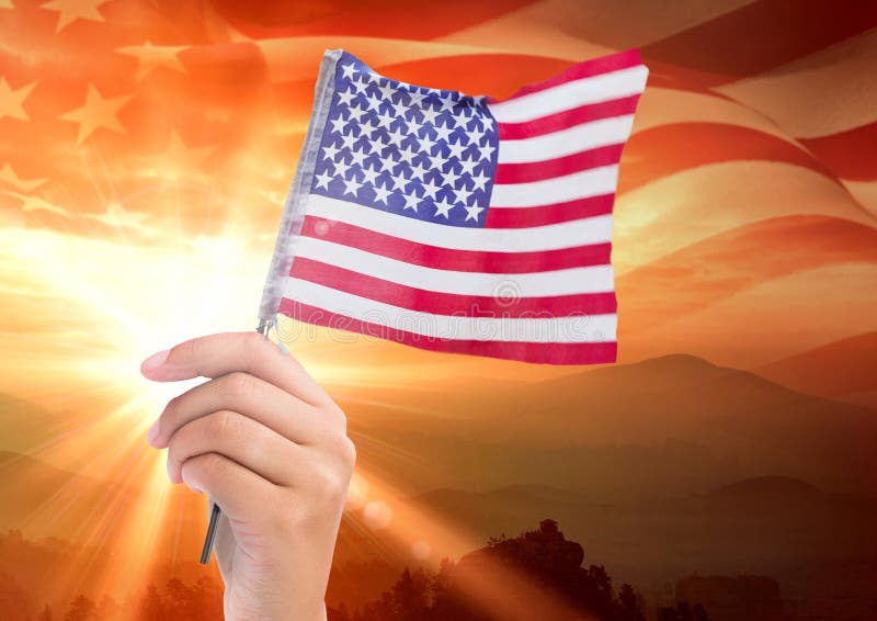 Hand Holding an American Flag for Independence Day Stock Image - Image ...