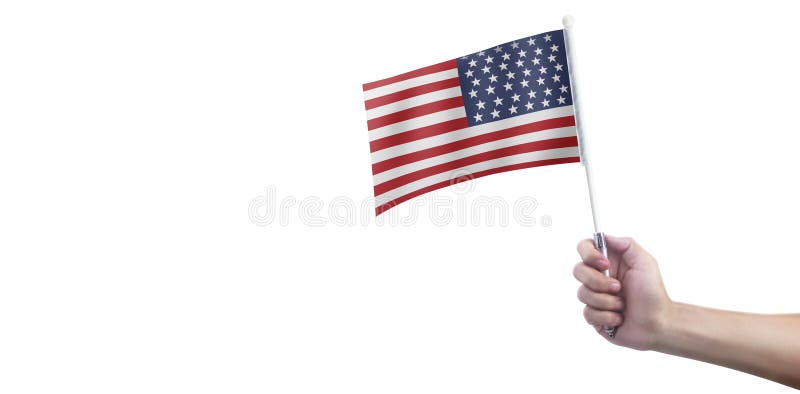 Hand Holding American Flag. Usa Flag in Hand Stock Photo - Image of ...