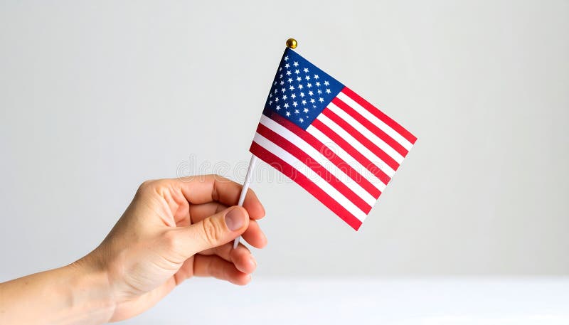 Hand Holding the American Flag on a White Background. AI Generative ...