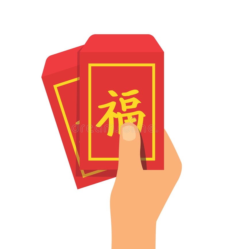 Hand Holding Angpao. Chinese New Year Stock Vector - Illustration of ...