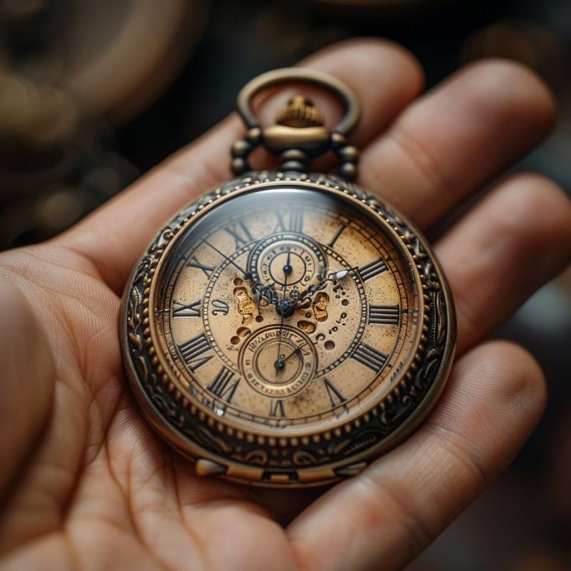 Hand Holding an Antique Pocket Watch Representing Time Stock Photo ...