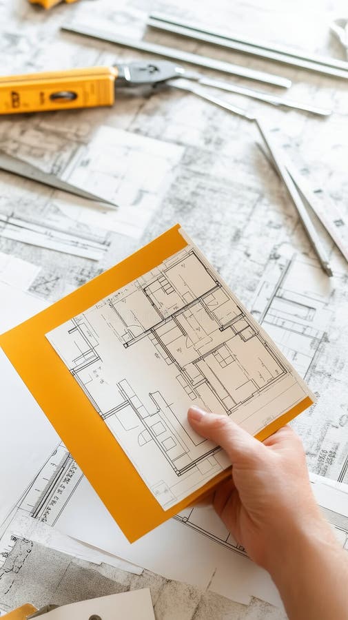 Hand Holding Architectural Blueprint Showing Home Floor Plan Stock ...