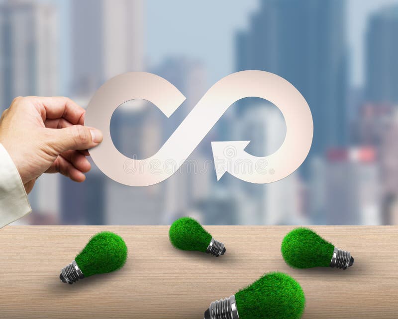 Led Bulbs Arrow Infinity Recycling Symbol Eco Circular Economy Stock