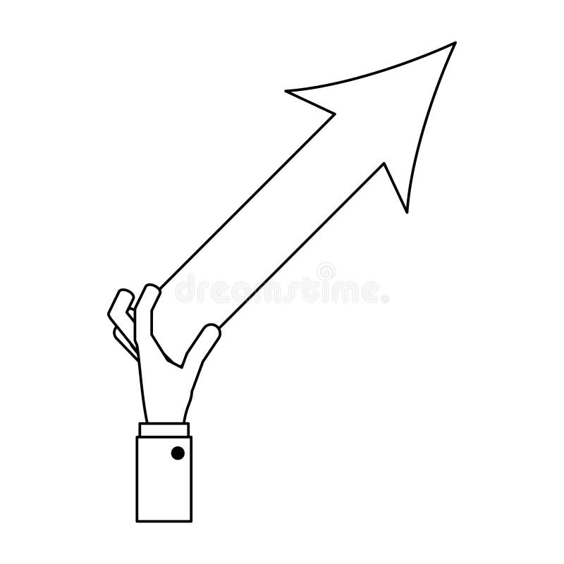 Hand Holding Arrow Up Black and White Stock Vector - Illustration of ...