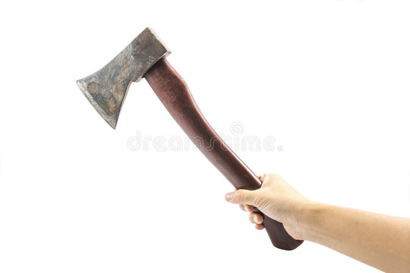Metal Arm And Hand Holding Axe Isolated. Stock Image - Image of metal ...