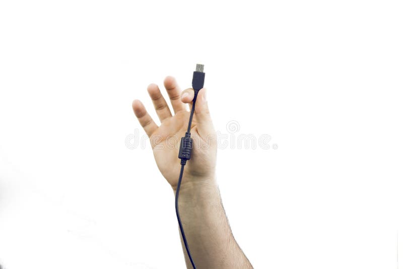 Hand Holding Back USB Cable Stock Photo - Image of connect, connector ...
