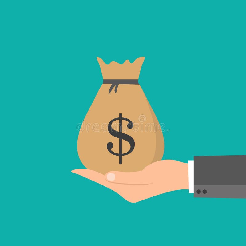 Hand Holding Bag with Dollar Sign Vector Illustration. Stock Vector ...