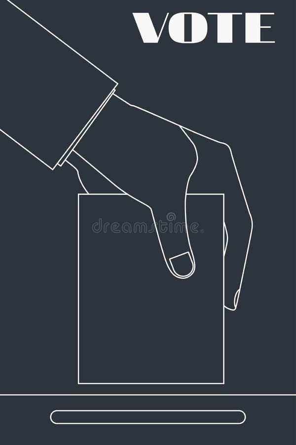 Hand Holding a Ballot in the Election. Line Drawing. Elections Stock ...