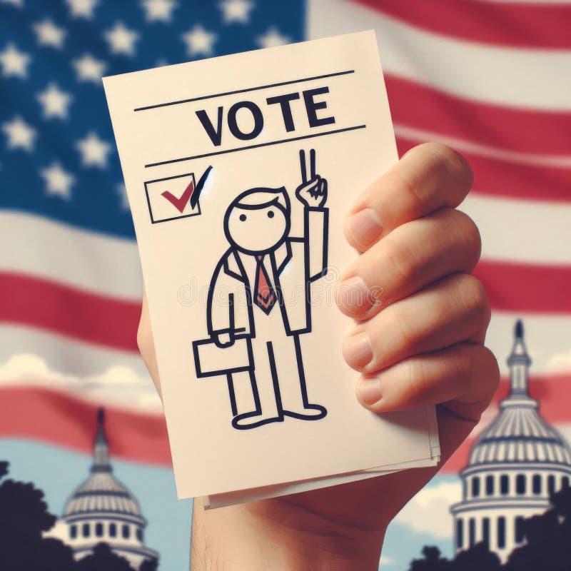 Hand Holding a Ballot Ready To Vote in an Election Stock Illustration ...