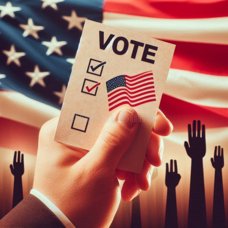 Hand Holding a Ballot Ready To Vote in an Election Stock Illustration ...