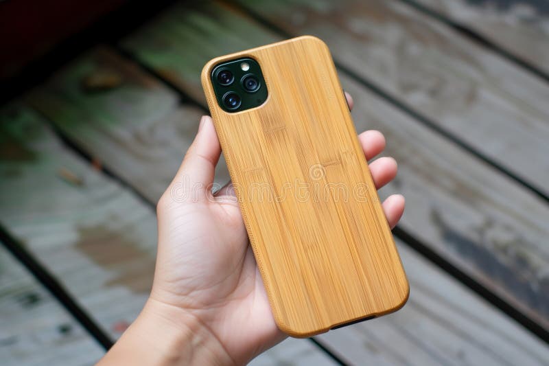 Hand Holding Bamboo Fiber Smartphone Case Stock Photo - Image of ...