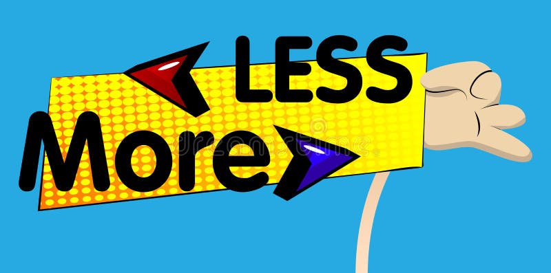 Hand Holding Banner with More and less Text with Arrow. Stock Vector ...