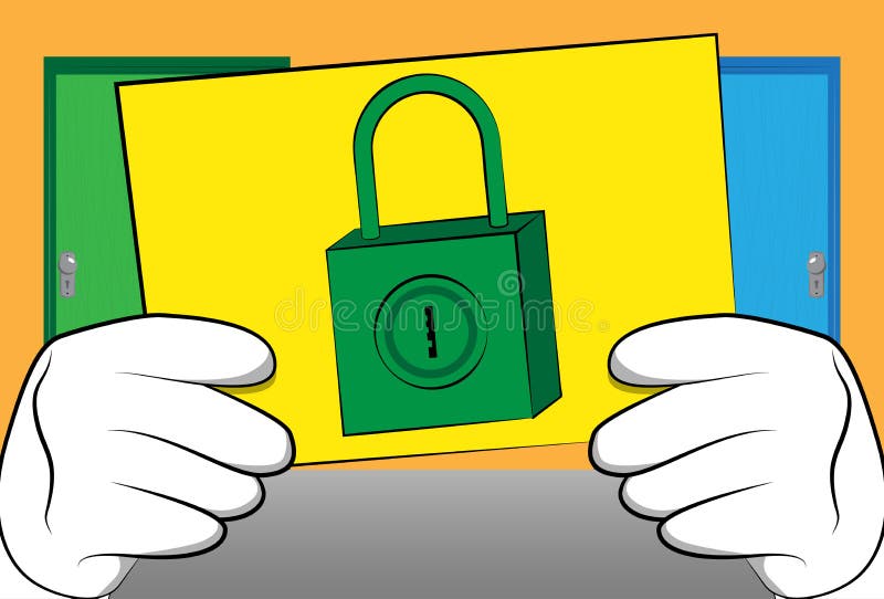 Hand Holding Banner with Padlock Icon. Stock Vector - Illustration of ...