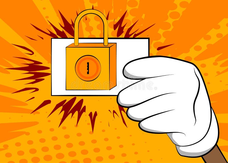 Hand Holding Banner with Padlock Icon. Stock Vector - Illustration of ...