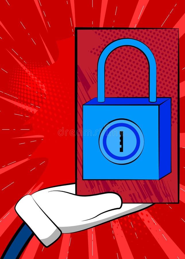 Hand Holding Banner with Padlock Icon. Stock Vector - Illustration of ...