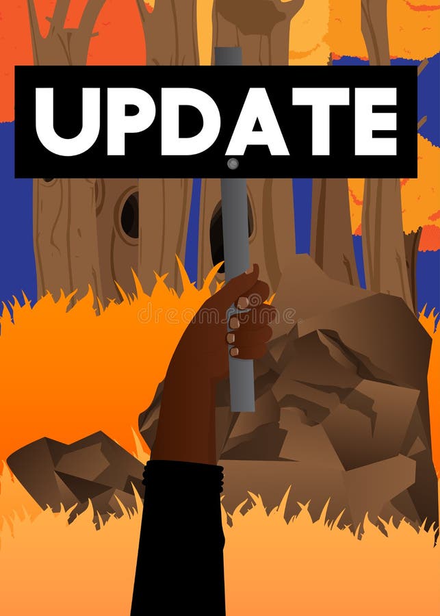 Hand Holding Banner with Update Text. Man Showing Billboard Stock ...