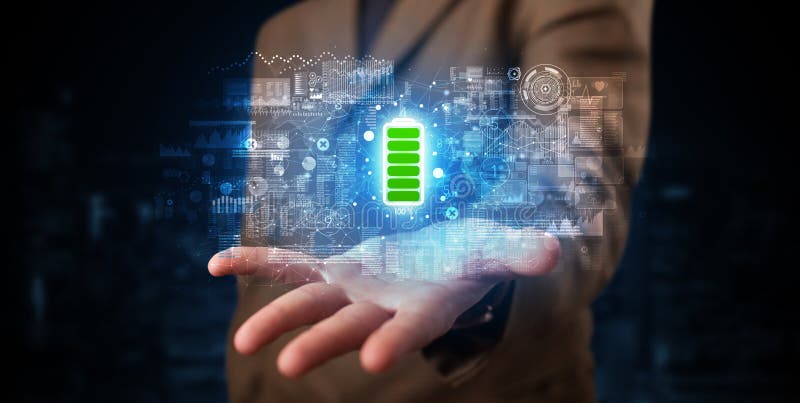 Hand holding battery stock image. Image of impulse, industry - 160855747