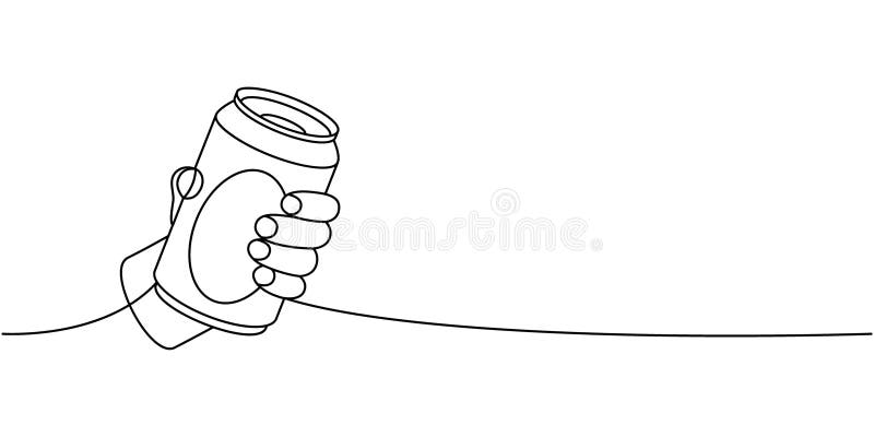 Hand Holding a Beer Can One Line Continuous Drawing. Beer Pub Products ...