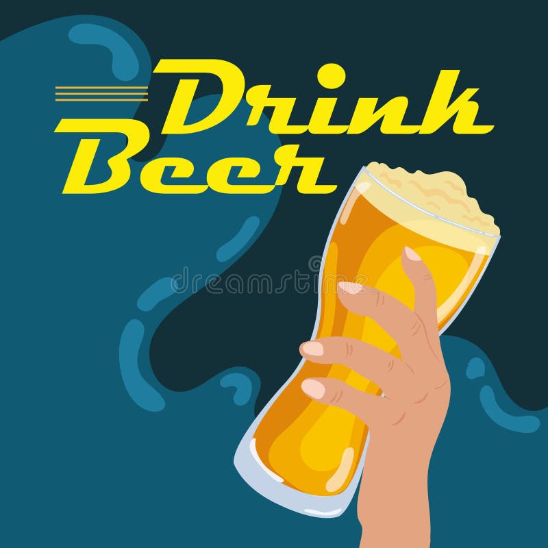 Hand Holding a Beer Glass with Foam Drink Beer Vector Stock Vector ...