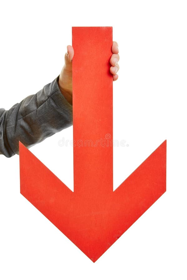 Hand holding big red arrow stock image. Image of manager - 32248951
