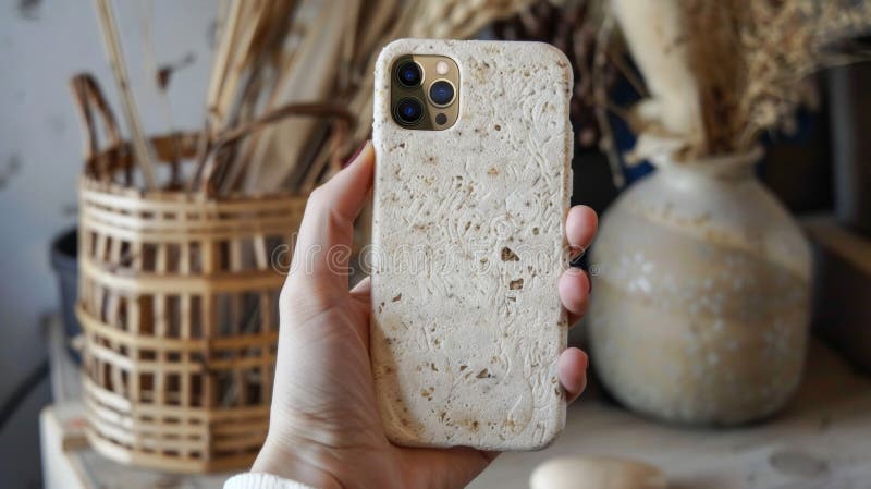 A Hand Holding a Biodegradable Phone Case Made from Algaebased Plastic ...