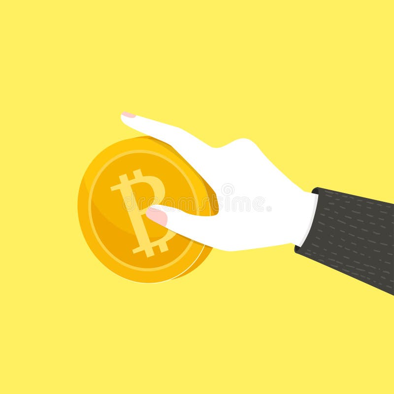 Hand Holding Bitcoin. Bitcoin and Crypto Currency Concept Stock Vector ...