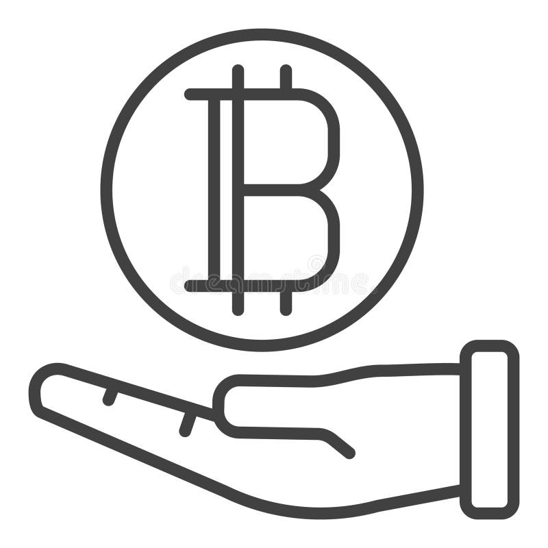 Hand Holding Bitcoin Vector Cryptocurrency Icon or Symbol in Outline ...